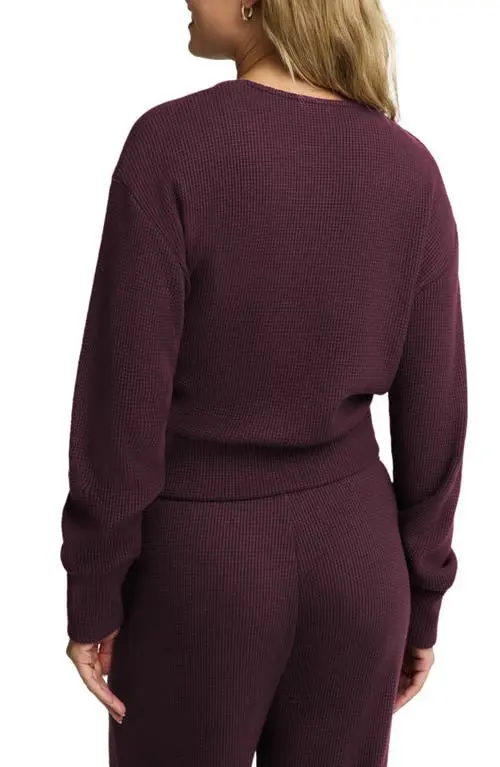 Beyond Yoga Rest Day Waffle Stitch Wrap Cardigan - Cabernet