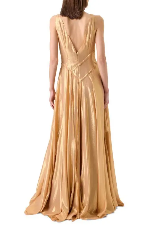 Akris Asymmetric Silk Georgette Lamé Gown