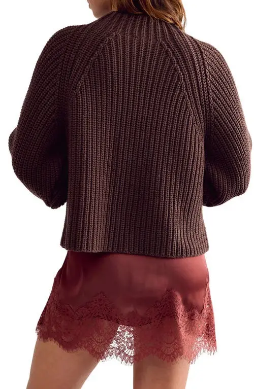 Free People Low Tide Mock Neck Sweater - Chocolate