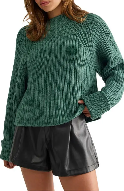 Free People Low Tide Mock Neck Sweater - Dark Ivy