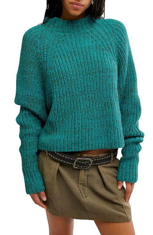 Free People Low Tide Mock Neck Sweater - Deep Lagoon
