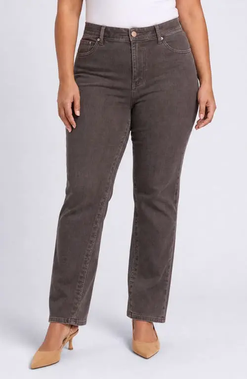 NYDJ Brooke High Waist Loose Straight Leg Jeans - Retro Espresso