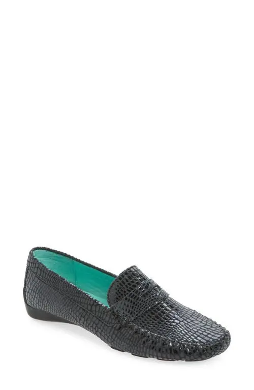 Robert Zur Anna Croc Embossed Loafer - Black