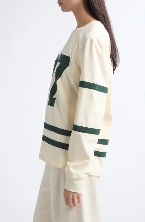 TANNER FLETCHER Gender Inclusive Flynn 97 Varsity Long Sleeve T-shirt - Ivory