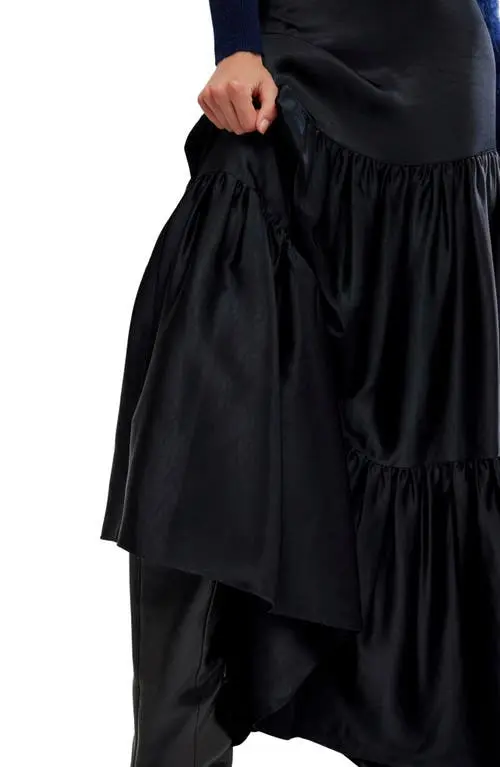 Free People Juliette Satin Tiered Maxi Skirt