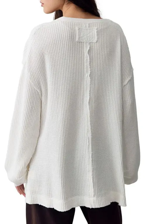 Free People Montreal Henley Thermal Top - Clean Ivory