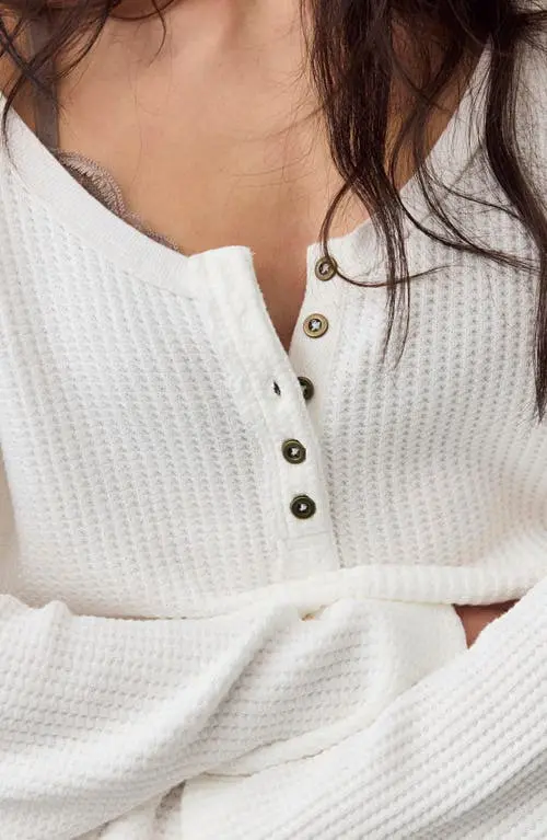 Free People Montreal Henley Thermal Top - Clean Ivory