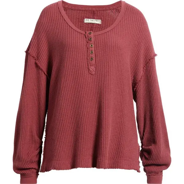 Free People Montreal Henley Thermal Top - Dionysus