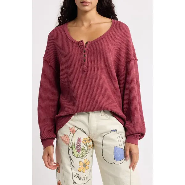 Free People Montreal Henley Thermal Top - Dionysus