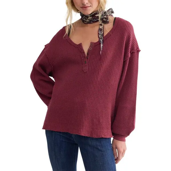 Free People Montreal Henley Thermal Top - Dionysus