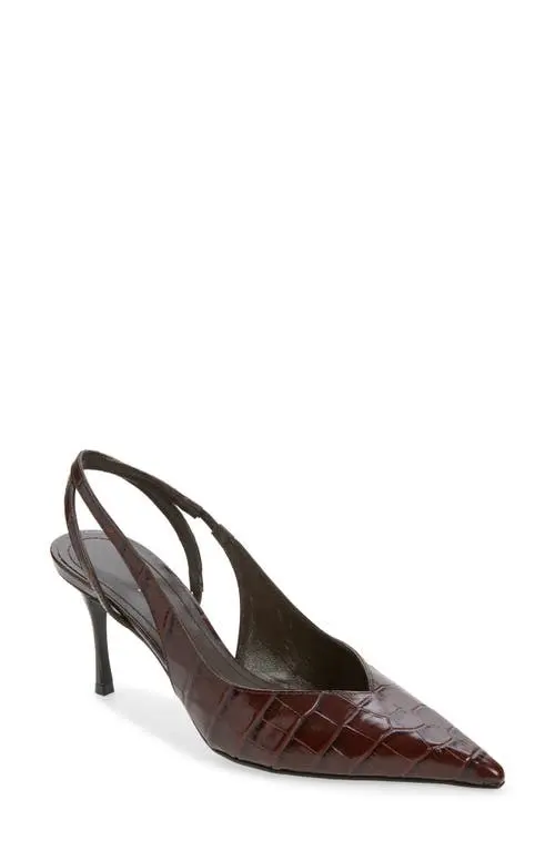 FERRAGAMO Croc Embossed Slingback Pump - Testa Di Moro