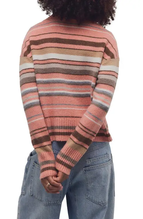 Free People Trading Up Stripe Polo Sweater - Peach Combo