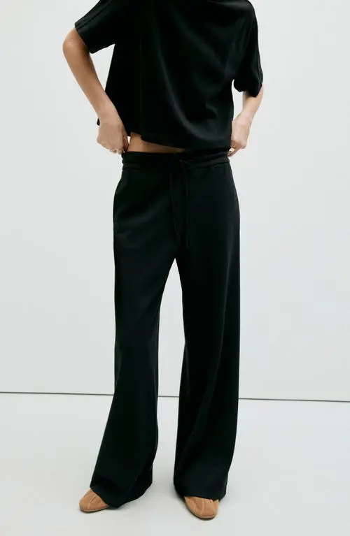 Mango Pull-on Straight Leg Pants - Black