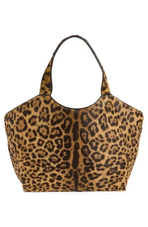 Saint Laurent Medium Icare Leopard Print Genuine Calf Hair Shopping Tote