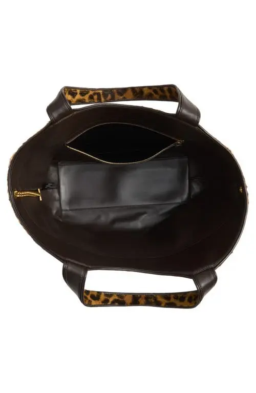 Saint Laurent Medium Icare Leopard Print Genuine Calf Hair Shopping Tote
