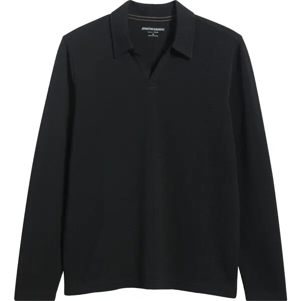 Johnston & Murphy Sedona Textured Long Sleeve Johnny Collar Polo