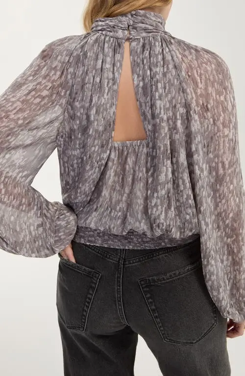 LIVERPOOL Mock Neck Woven Top