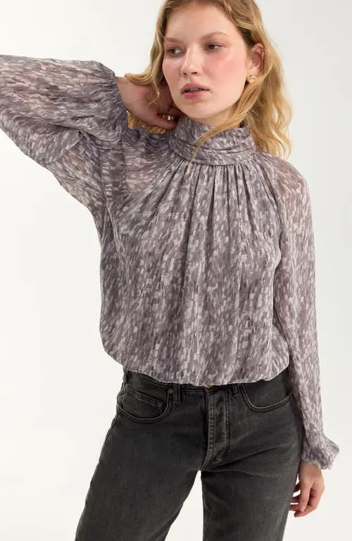 LIVERPOOL Mock Neck Woven Top