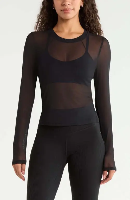 Zella Mesh Mix Long-sleeve Tee - Black