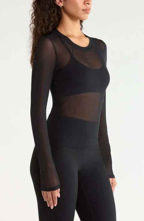 Zella Mesh Mix Long-sleeve Tee - Black