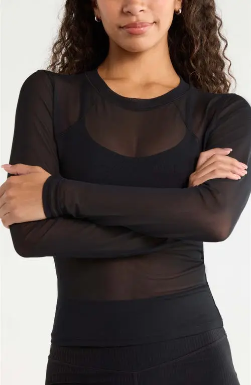 Zella Mesh Mix Long-sleeve Tee - Black