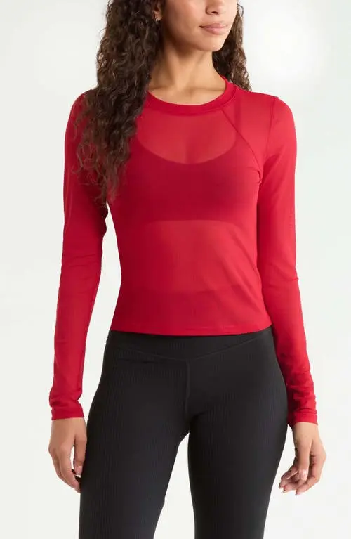 Zella Mesh Mix Long-sleeve Tee - Red Jester