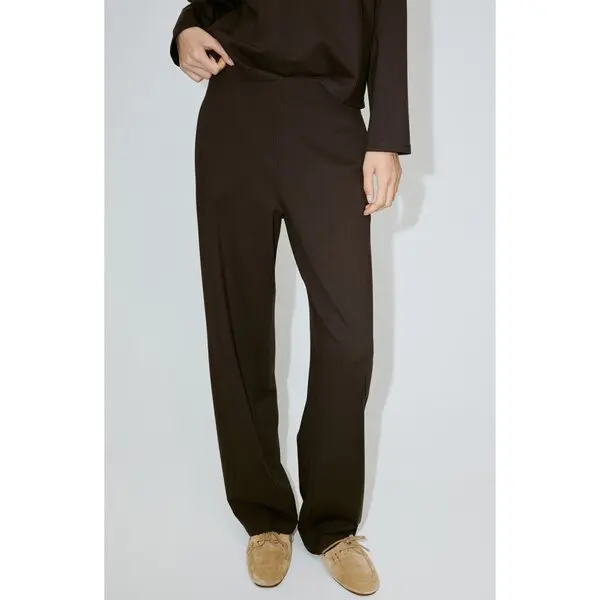 Mango Knit Straight Leg Pants - Brown