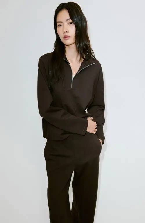 Mango Knit Straight Leg Pants - Brown