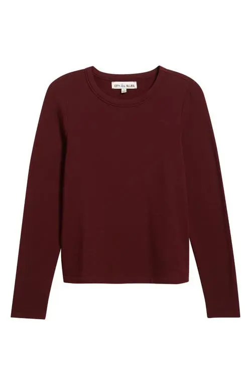 CITY BLUES Long Sleeve Crewneck T-shirt - Burgundy