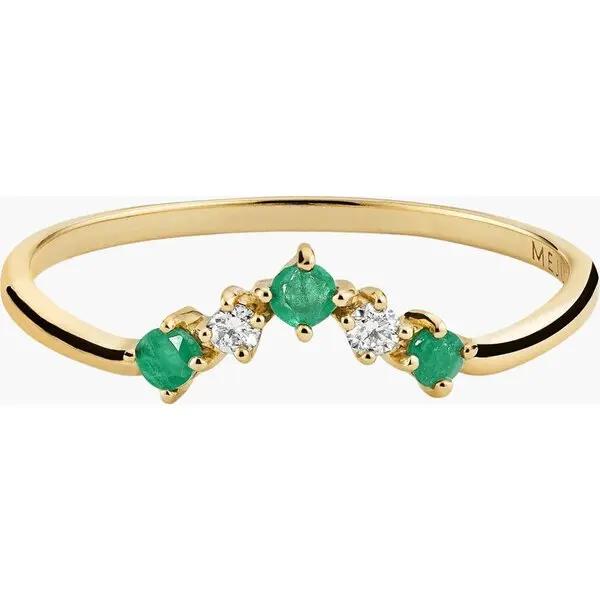 Mejuri And Diamond Wishbone Ring - Emerald