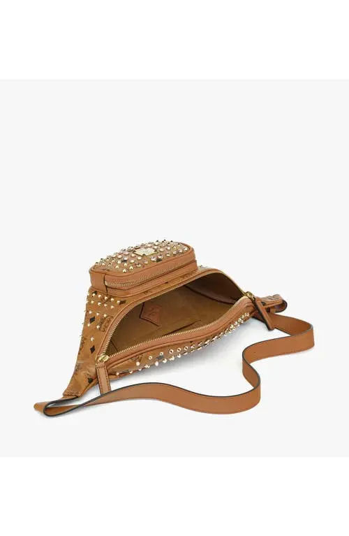 Mcm Medium Fursten Belt Bag In Gold Crystal Visetos