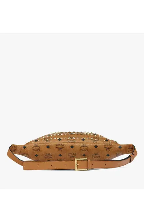 Mcm Medium Fursten Belt Bag In Gold Crystal Visetos