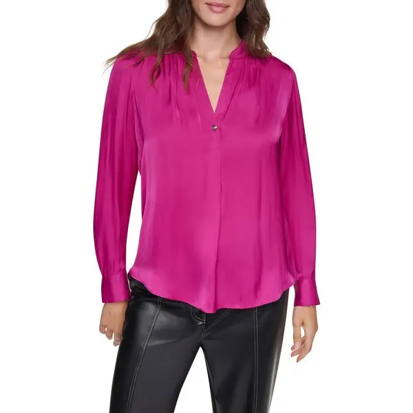 Dkny Pleated Long Sleeve Top - Raspberry
