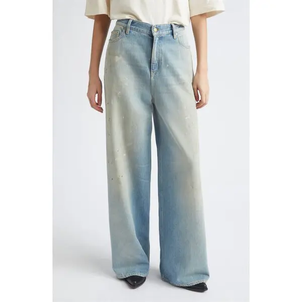 GOLDEN GOOSE Melody Boyfriend Wide Leg Jeans - Blue