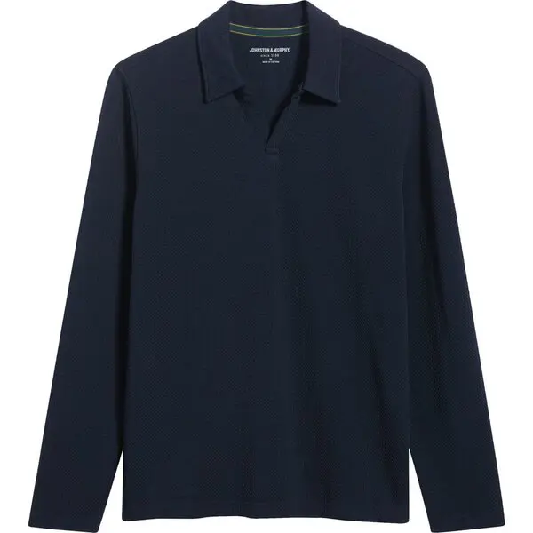 Johnston & Murphy Sedona Textured Long Sleeve Johnny Collar Polo