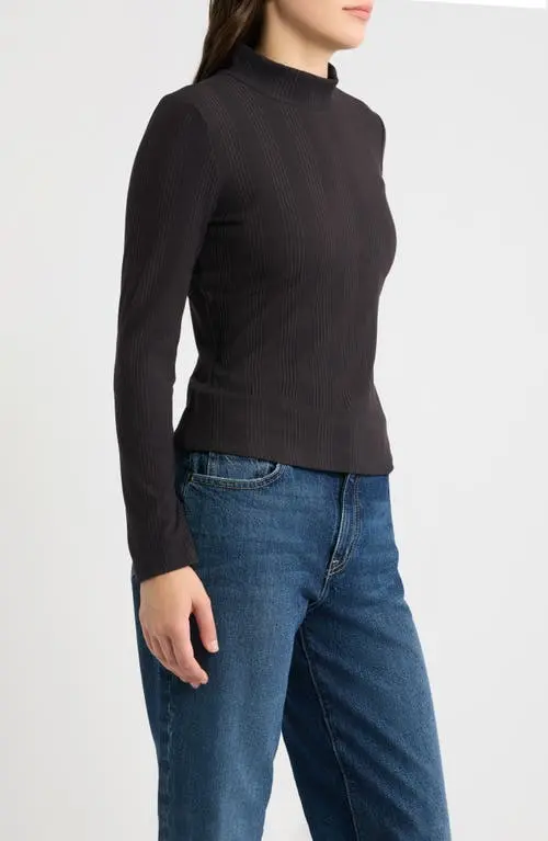 CITY BLUES Mock Neck Long Sleeve Shirt - Black