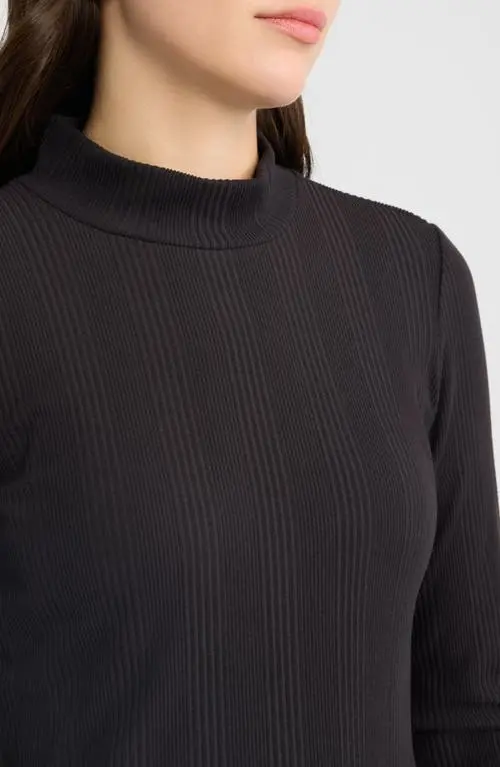 CITY BLUES Mock Neck Long Sleeve Shirt - Black