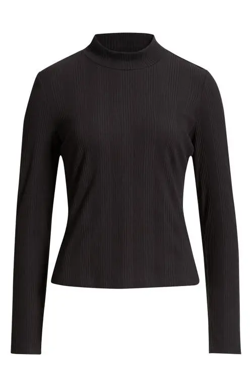 CITY BLUES Mock Neck Long Sleeve Shirt - Black