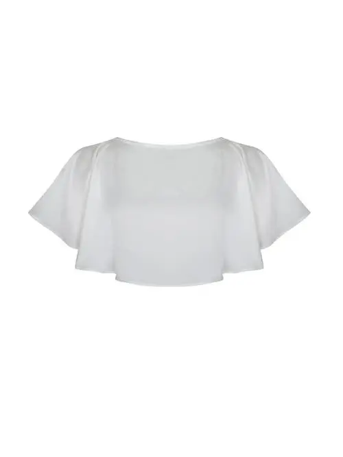 MISS CIRCLE NEW YORK Yarae Satin Boat Neck Cape Top