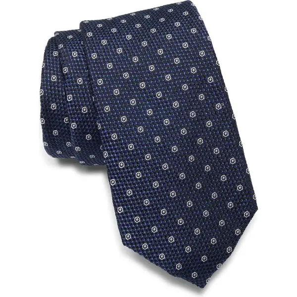 Nordstrom Harmon Dot Silk Jacquard Tie - Dark Navy