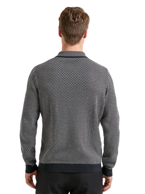 PAUL FREDRICK Cotton Button Front Cardigan Sweater - Black/white