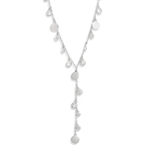 Nordstrom Shaky Pavé Cubic Zirconia Y-necklace - Clear- Silver
