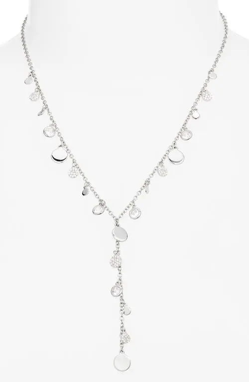 Nordstrom Shaky Pavé Cubic Zirconia Y-necklace - Clear- Silver