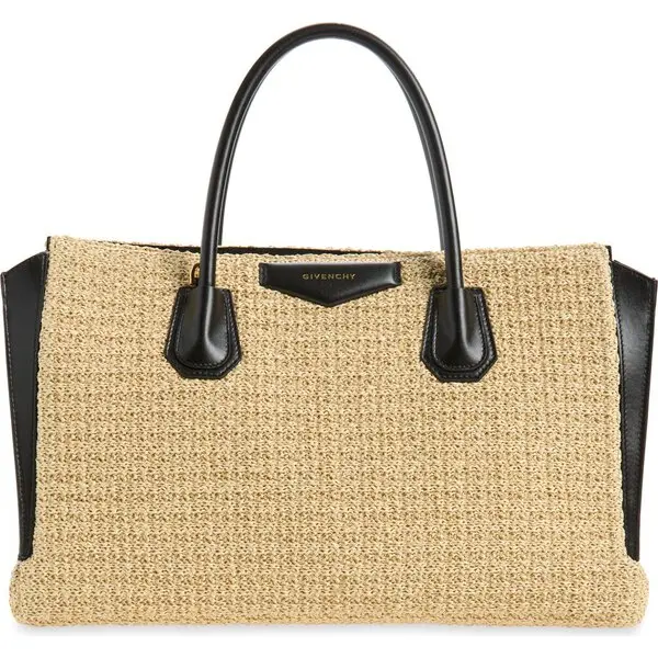 Givenchy Medium Antigona Raffia Effect & Leather Catchall - Natural