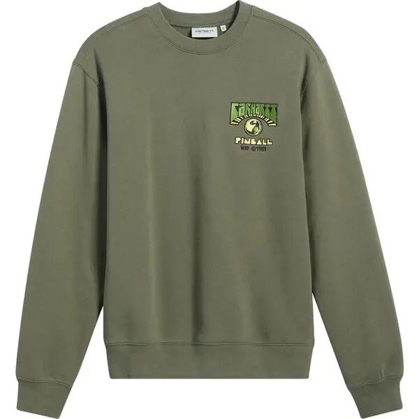 Carhartt Work In Progress Pinball Embroidered Cotton Crewneck Sweatshirt - Leaf