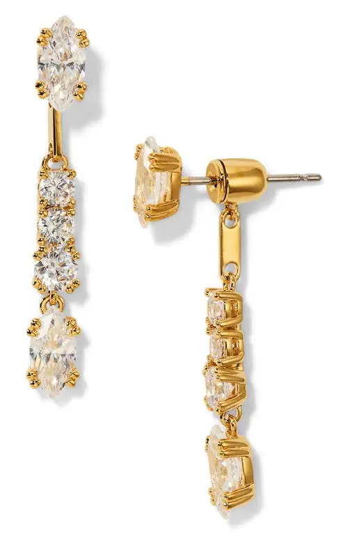 Nadri Twinnie Linear Drop Jacket Earrings - Gold
