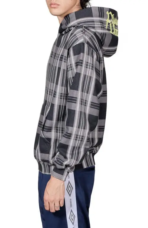 PLEASURES X Umbro Spine Plaid Pullover Hoodie