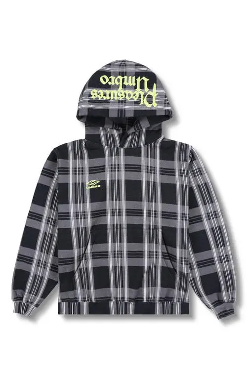 PLEASURES X Umbro Spine Plaid Pullover Hoodie