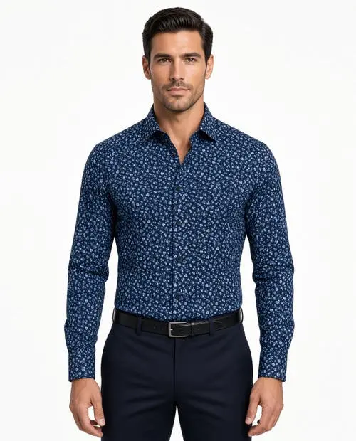 MASUTTO Timi Print Button-up Long Sleeve Shirt