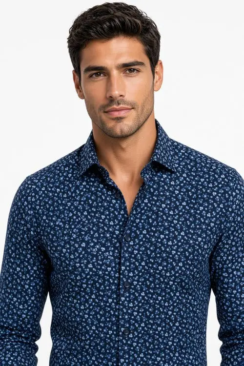 MASUTTO Timi Print Button-up Long Sleeve Shirt